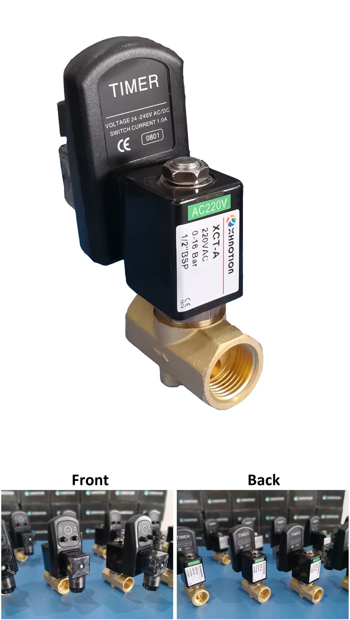 Xhnotion 220VAC 1/2"Bsp Xct Series Timer Drain Solenoid Valve